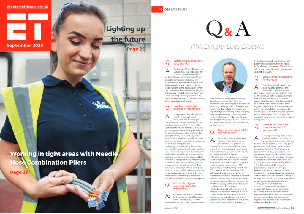 Phil Dingle featured in Electrical Times magazine. - Lucy Group